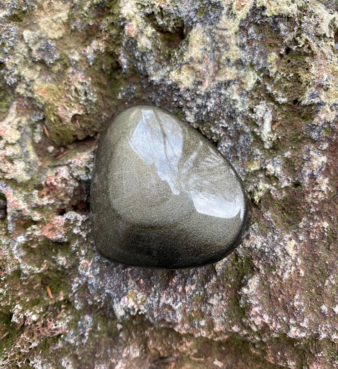OBSIDIAN Gold Sheen Carved & Polished Quasi Heart Shaped Stone, Mexico ...