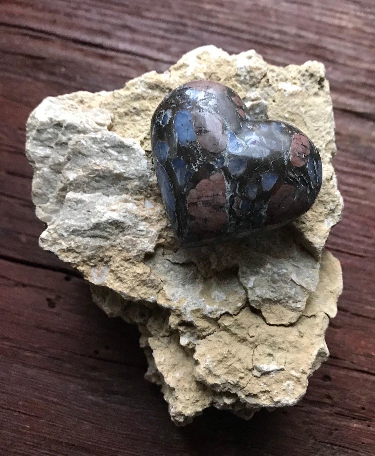 Sold to Betty 2/9* Llanite, Que Sera Stone Heart, Polished, Texas, 47.6 ...