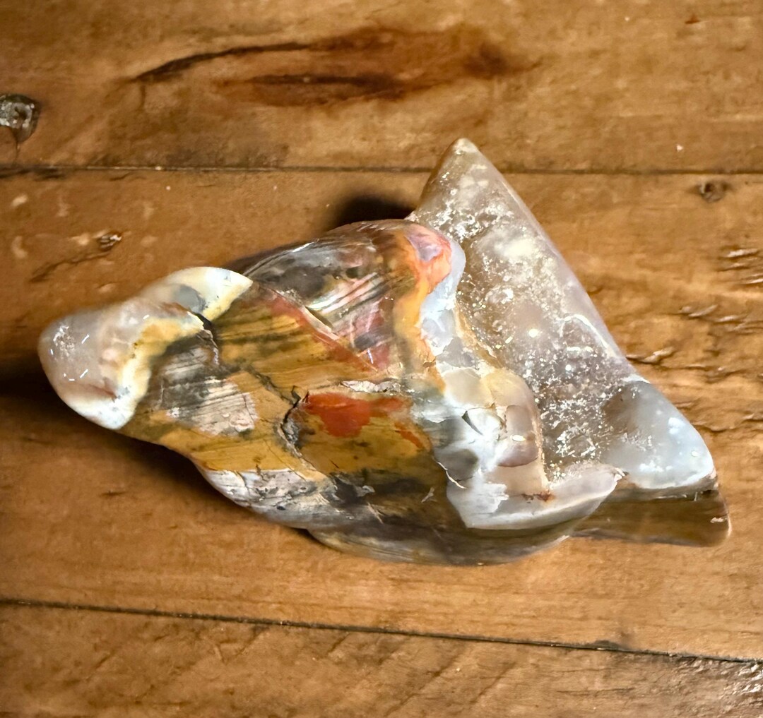Druzy Ohio Rainbow Flint, 1/3 LB+ Semi-polished Freeform Palm Stone ...