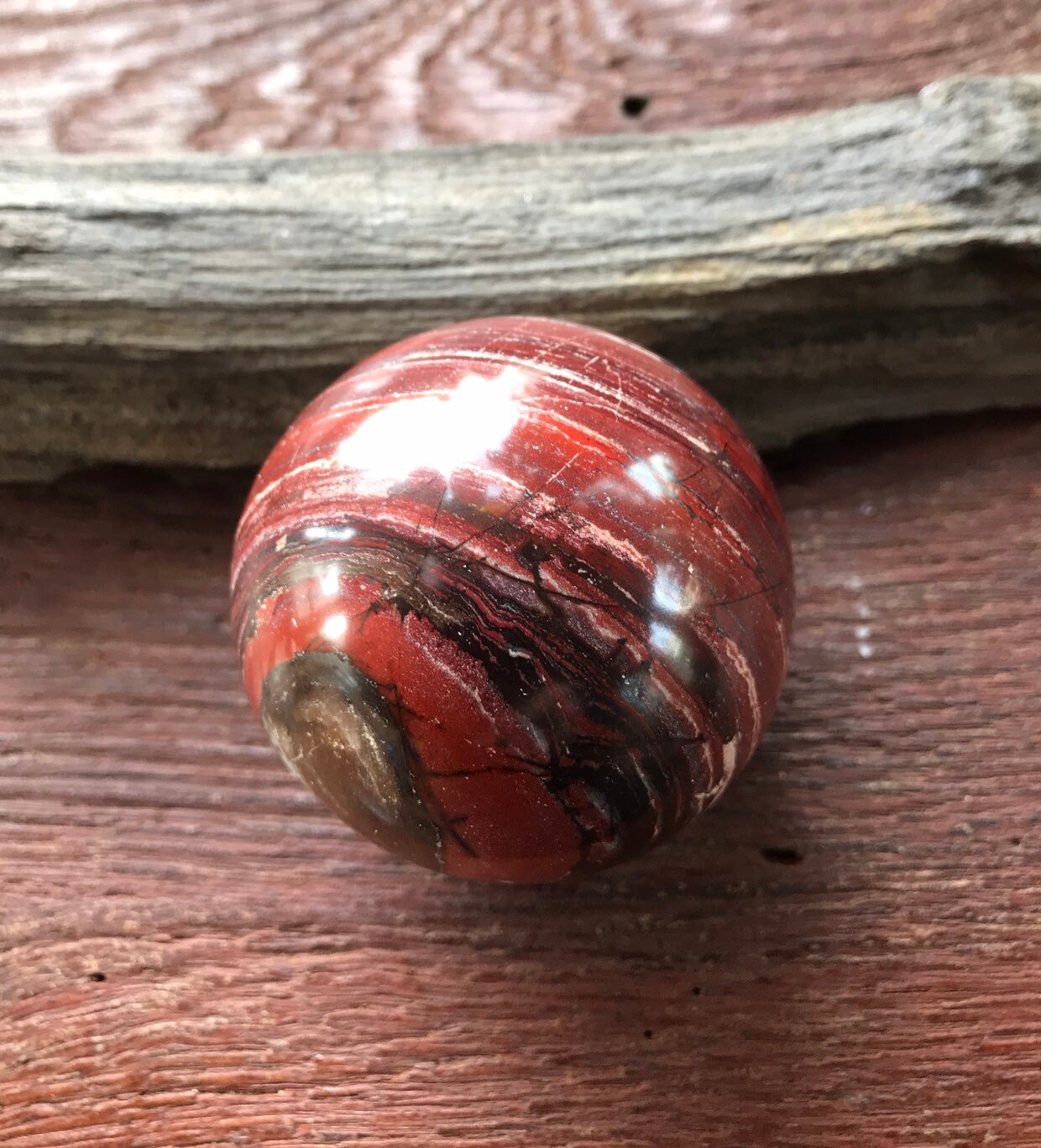 2/3 LB Snakeskin Jasper Sphere, Polished, 59mm, 291.5 Grams, India, CR5043