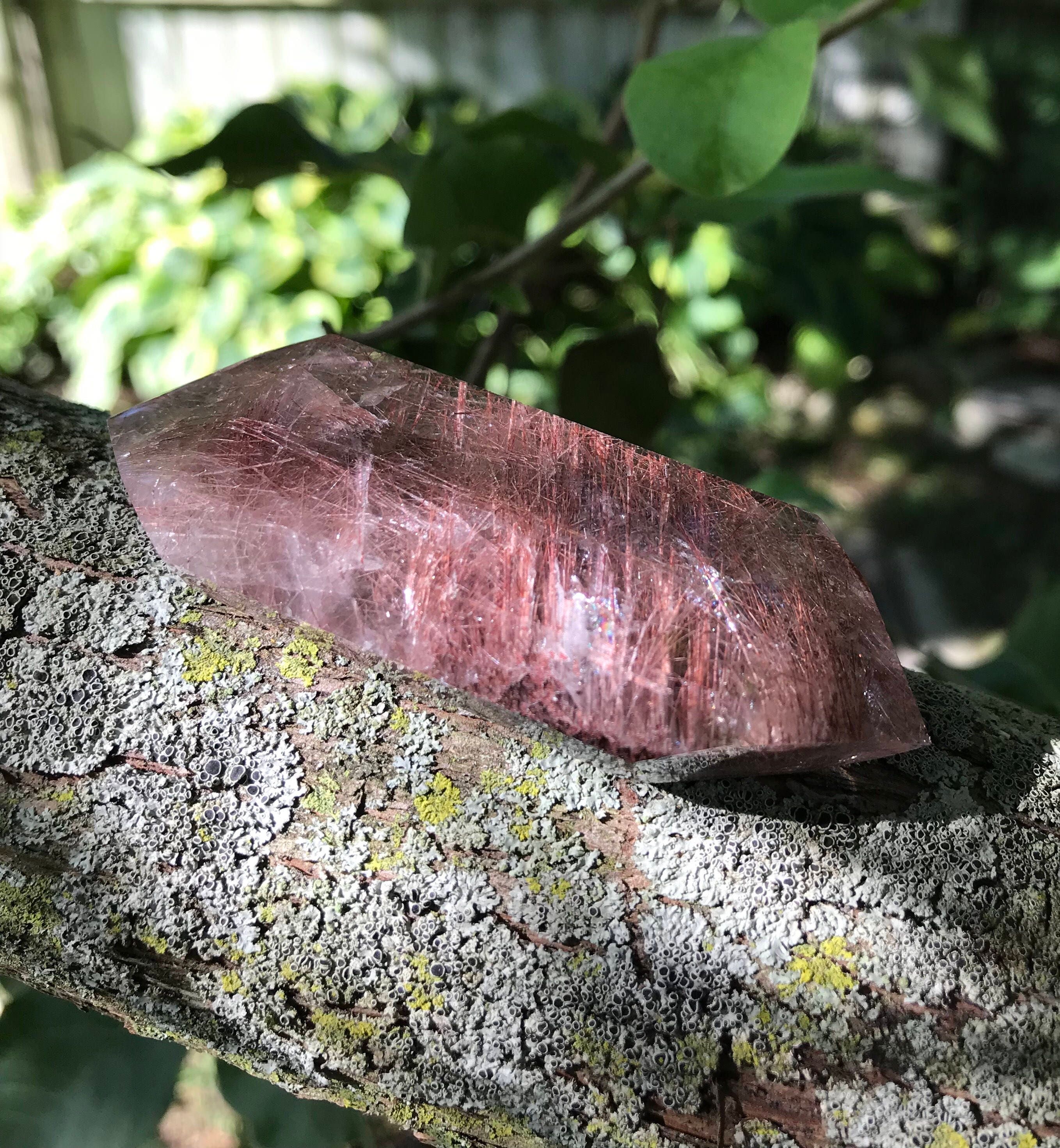 RARE Red Needle Rutile Included DT Phantom Quartz, Polished, Rainbows ...
