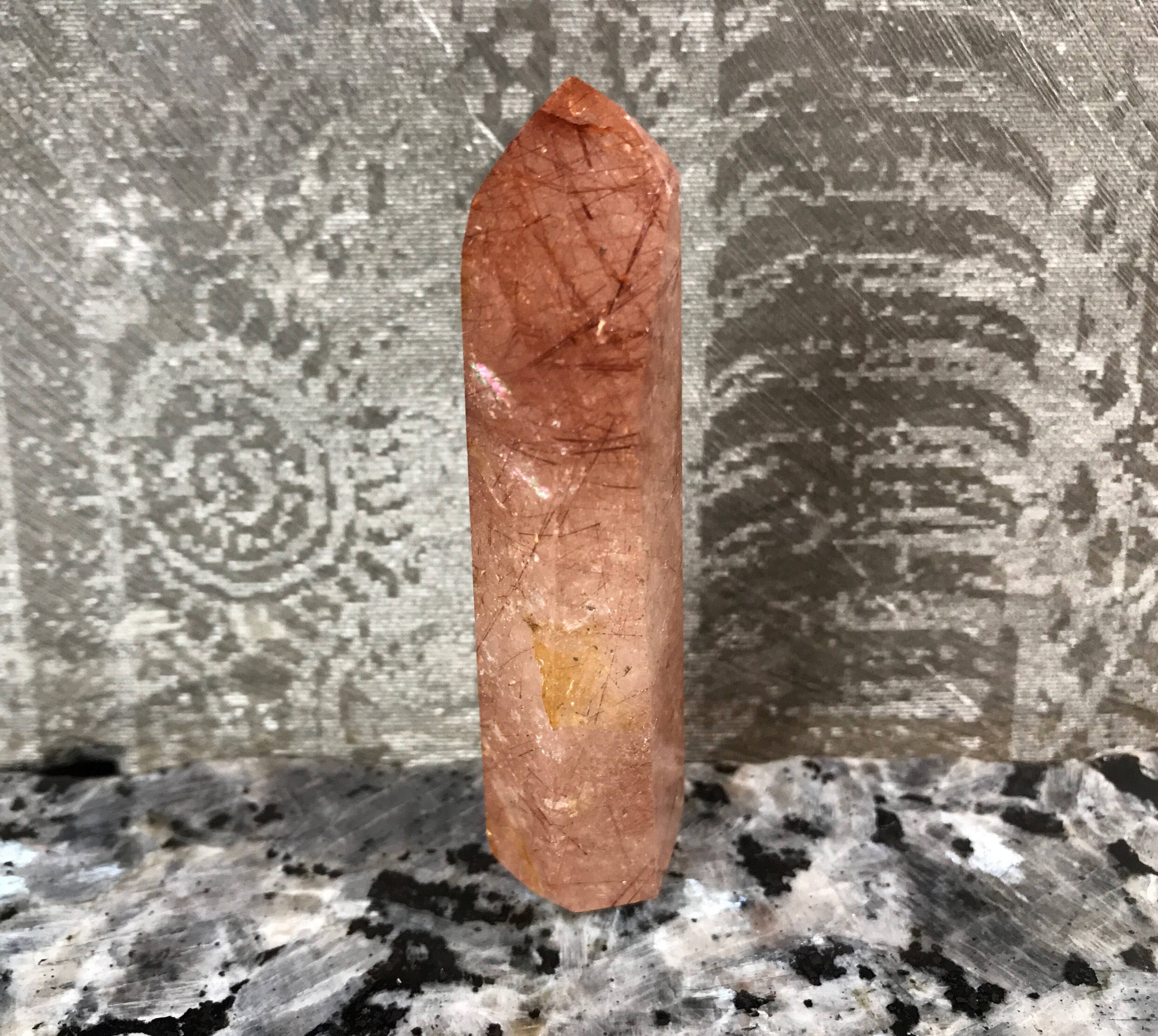 STANDING Red Needle Rutile Included Phantom Quartz, Polished, Rainbows ...