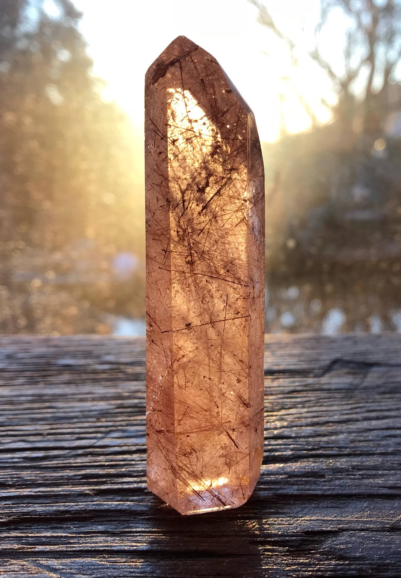 STANDING Red Needle Rutile Included Phantom Quartz, Polished, Rainbows ...