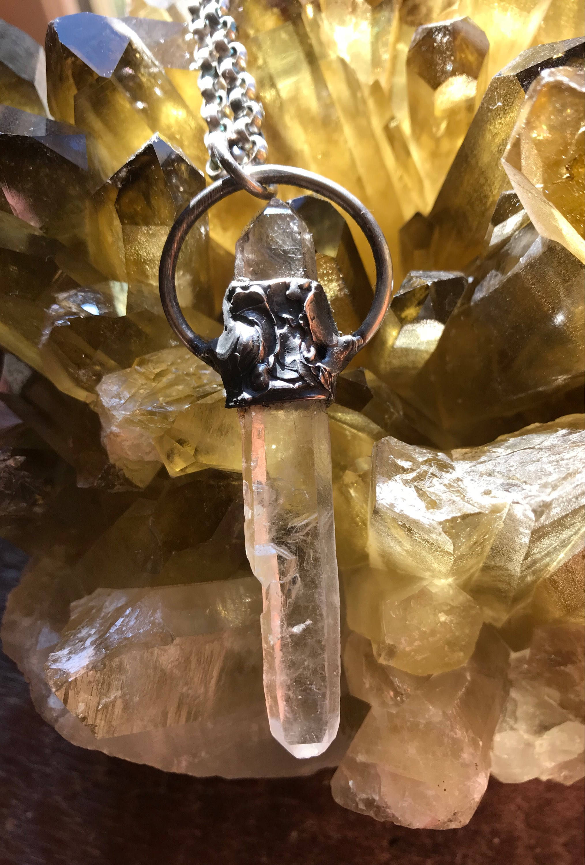 Reserved*****Natural Diamantina Key Quartz Pendant, Long, Raw, Brazil ...