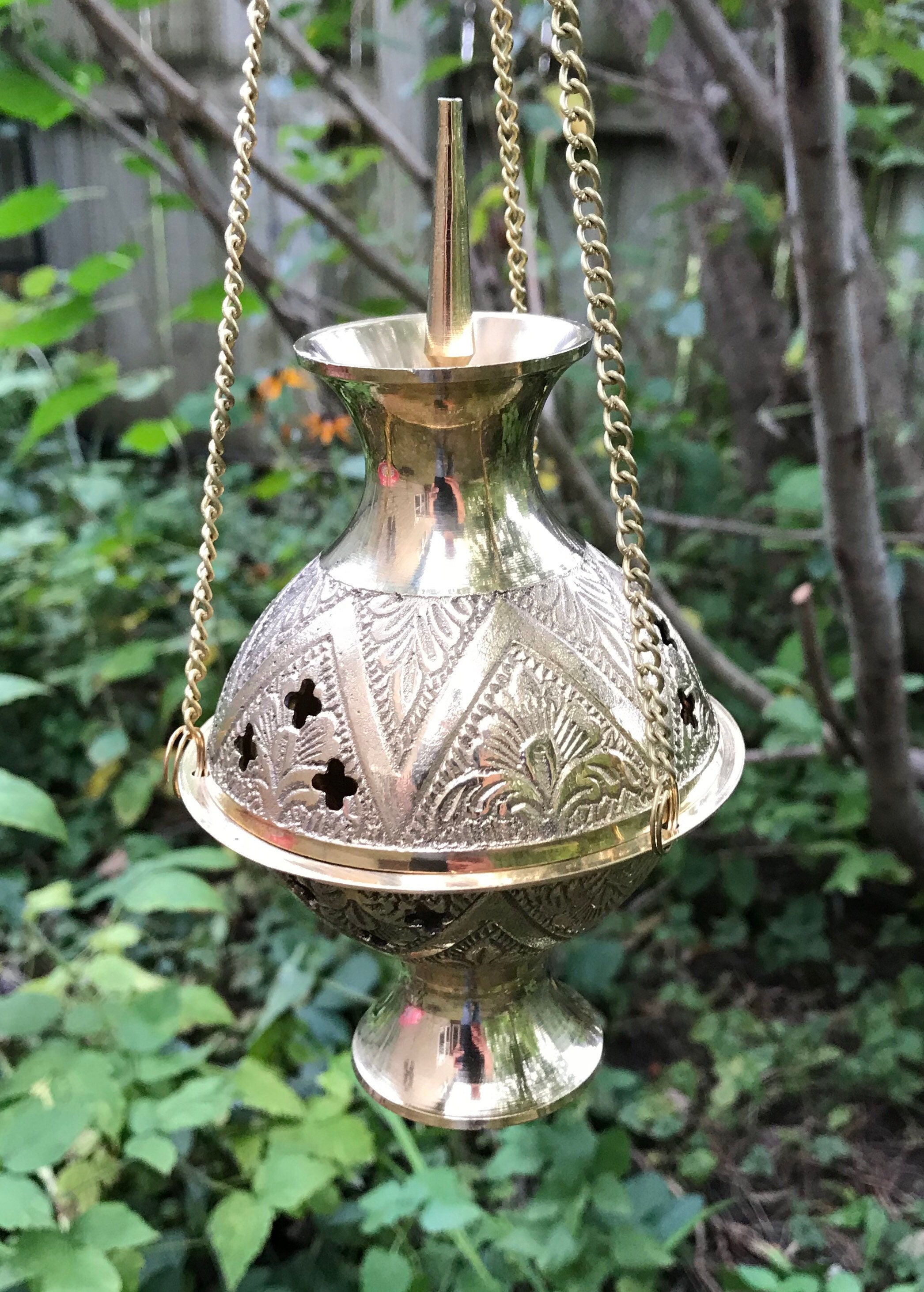 Hanging Incense Burner Kit, Solid Brass, Complete Kit with Resin, Sand ...