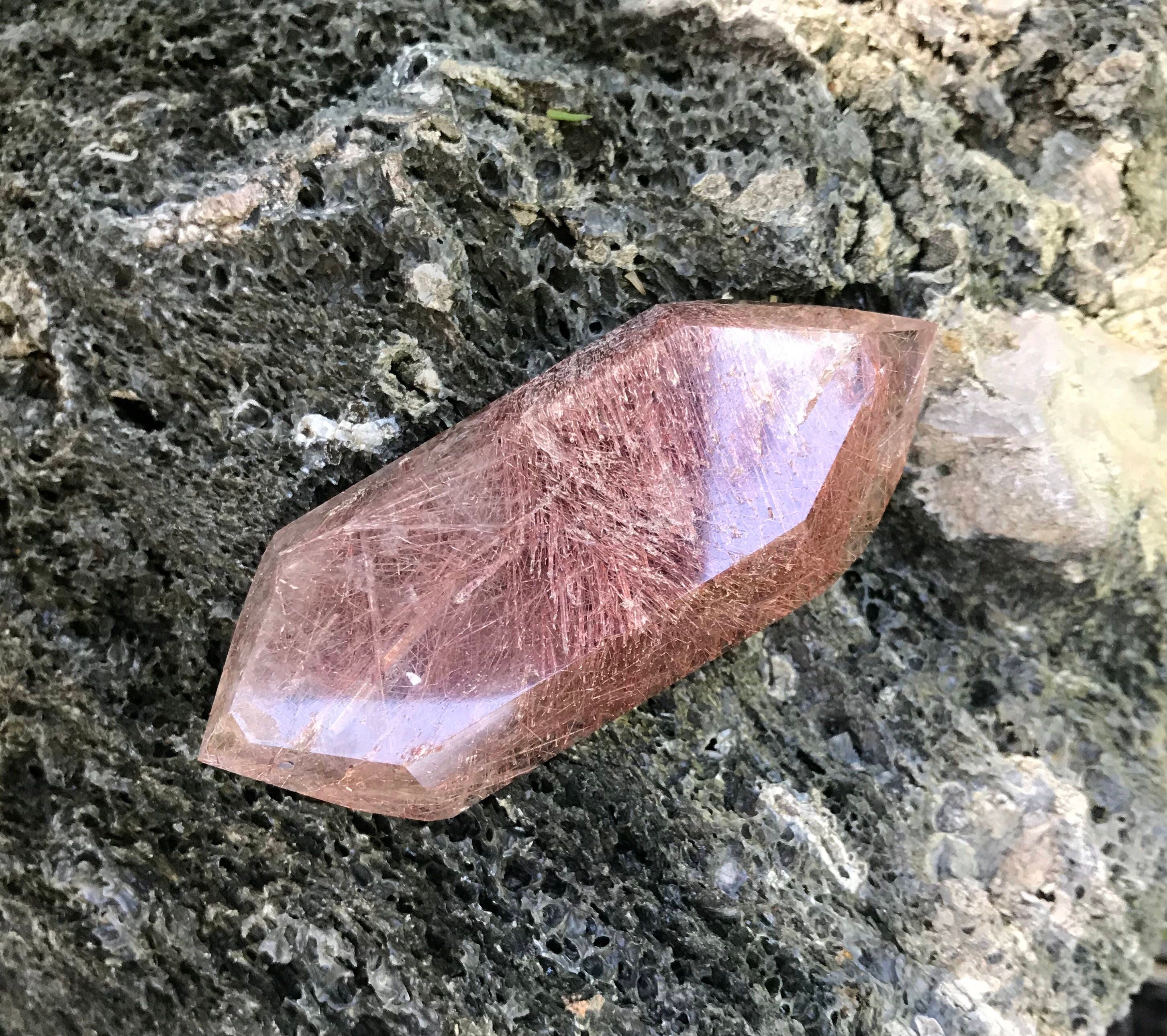 RARE Red Needle Rutile Included DT Phantom Quartz, Polished, Rainbows ...