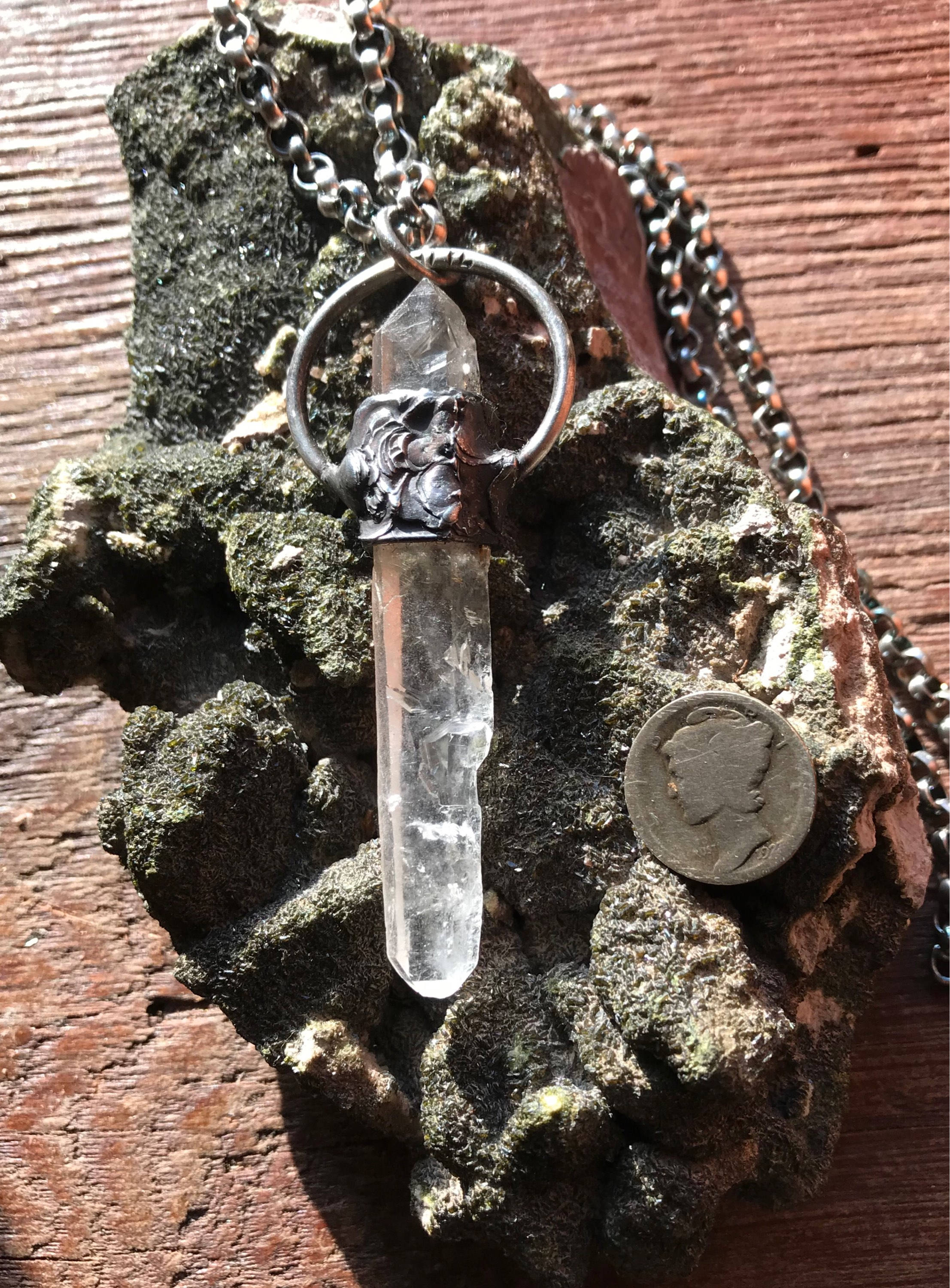 Reserved*****Natural Diamantina Key Quartz Pendant, Long, Raw, Brazil ...