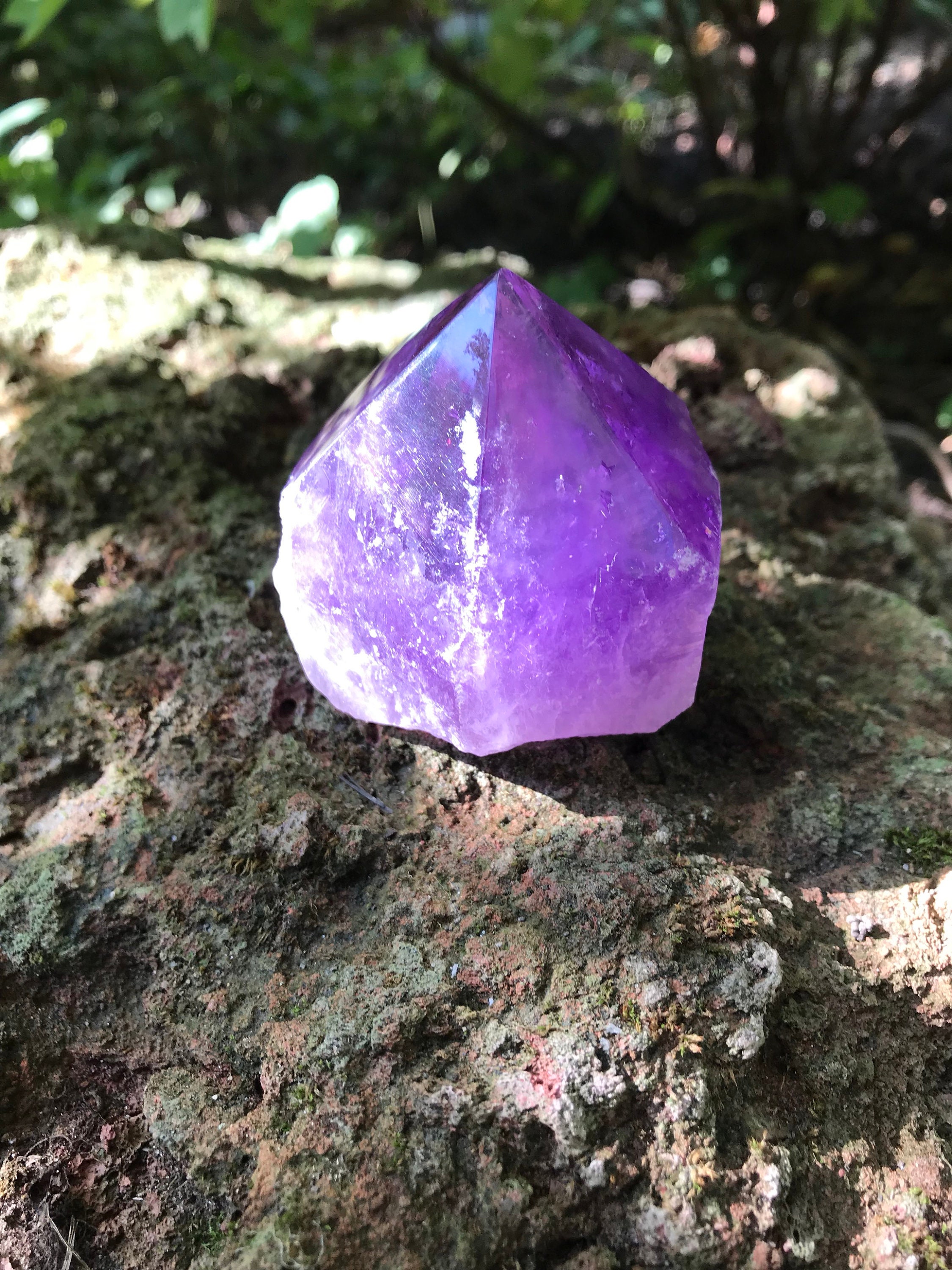 Amethyst Point, Polished Apex, Raw Sides, Rainbow Points, Brazil, 190 ...