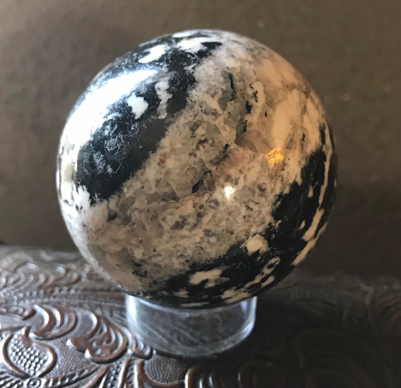 3/4 LB Zebra Stone Sphere, 62 mm, Dolomitic Limestone, Africa, 348.2 ...