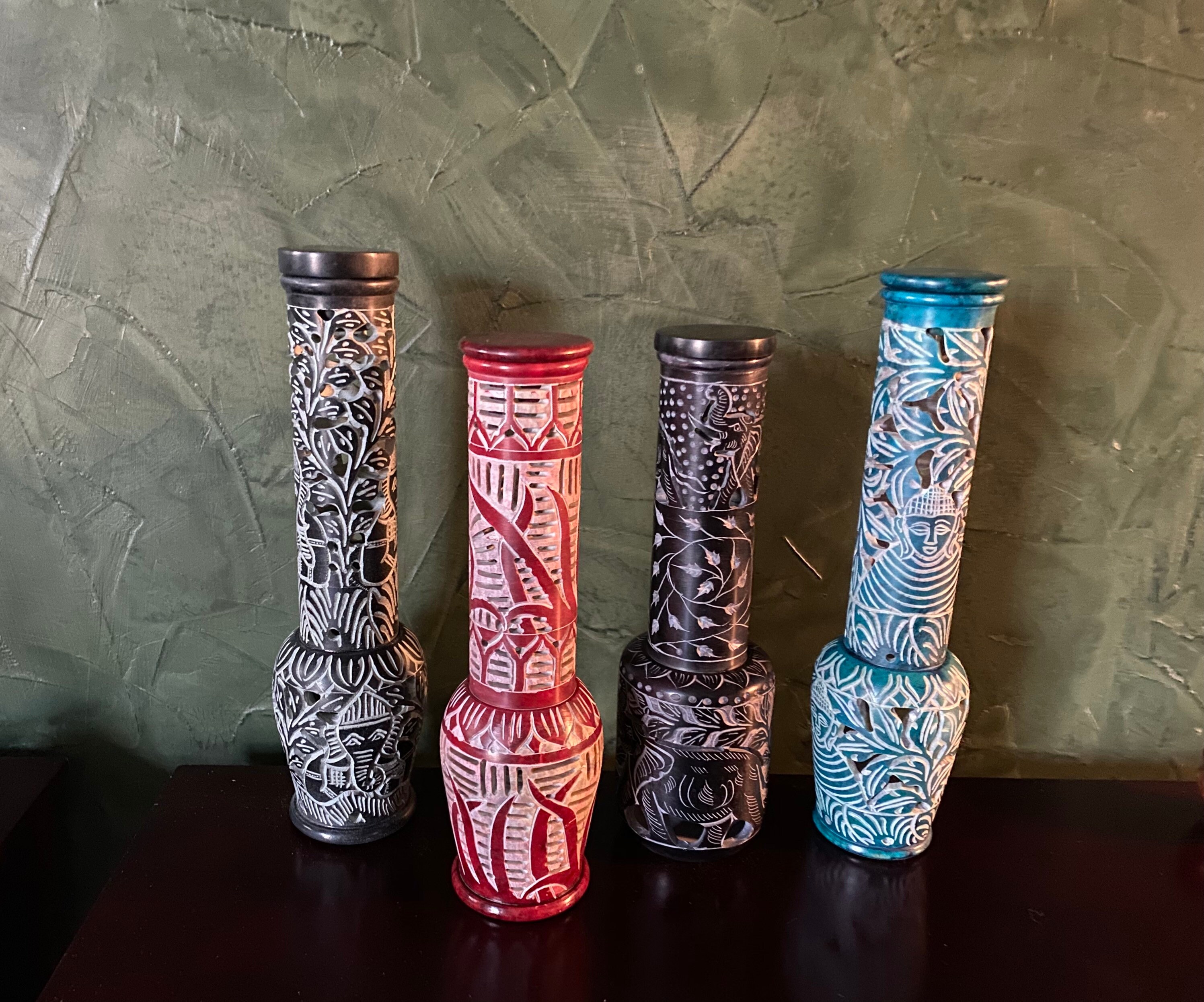 Incense Bottle, Soapstone Carved Tower, 12 Tall, 2 LBS , Incense ...