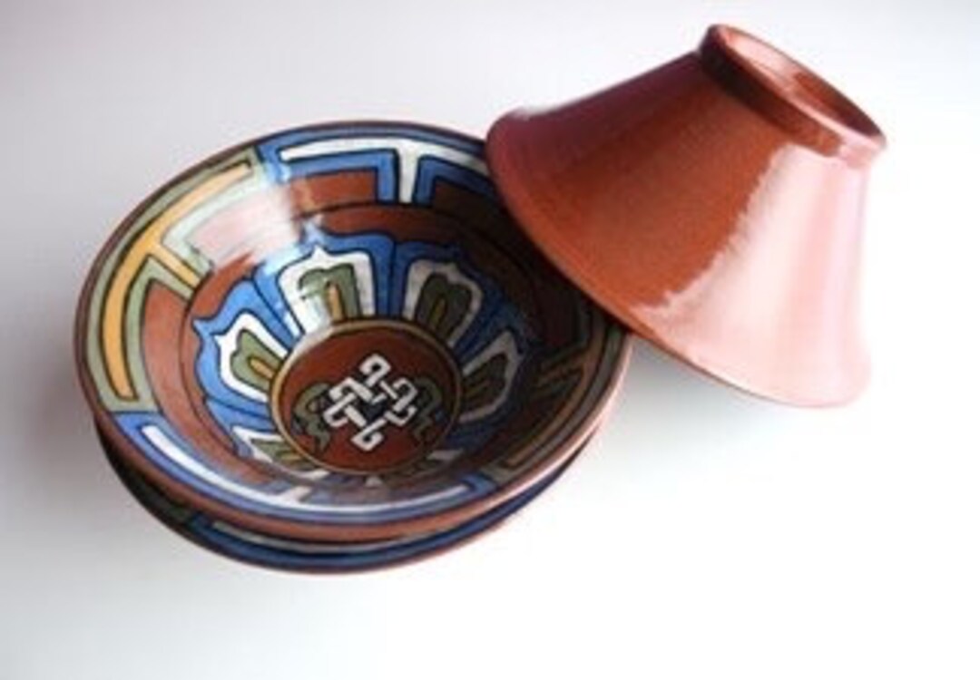 Endless Knot Soup/cereal Bowl, 1 LB+ Handcrafted Fired Pottery, Nepal ...
