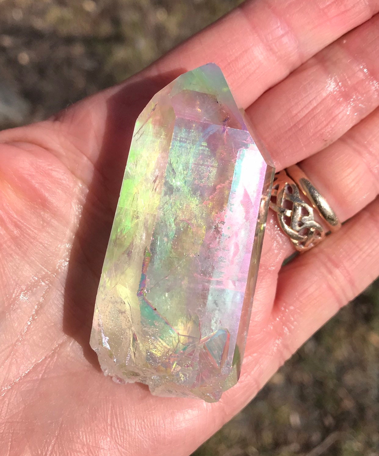 Opal Aura Quartz, Time-Link, Self-Healed, Rainbows, Arkansas, 63.0 ...