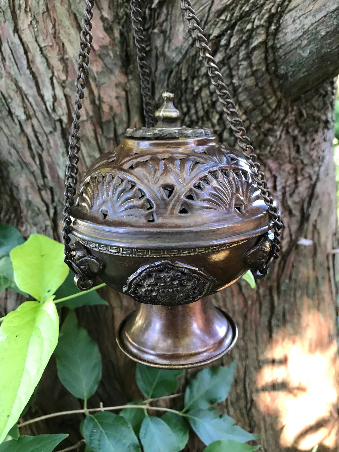 Tibetan Style Hanging Censer With or Without Cone Incense, Bronze ...