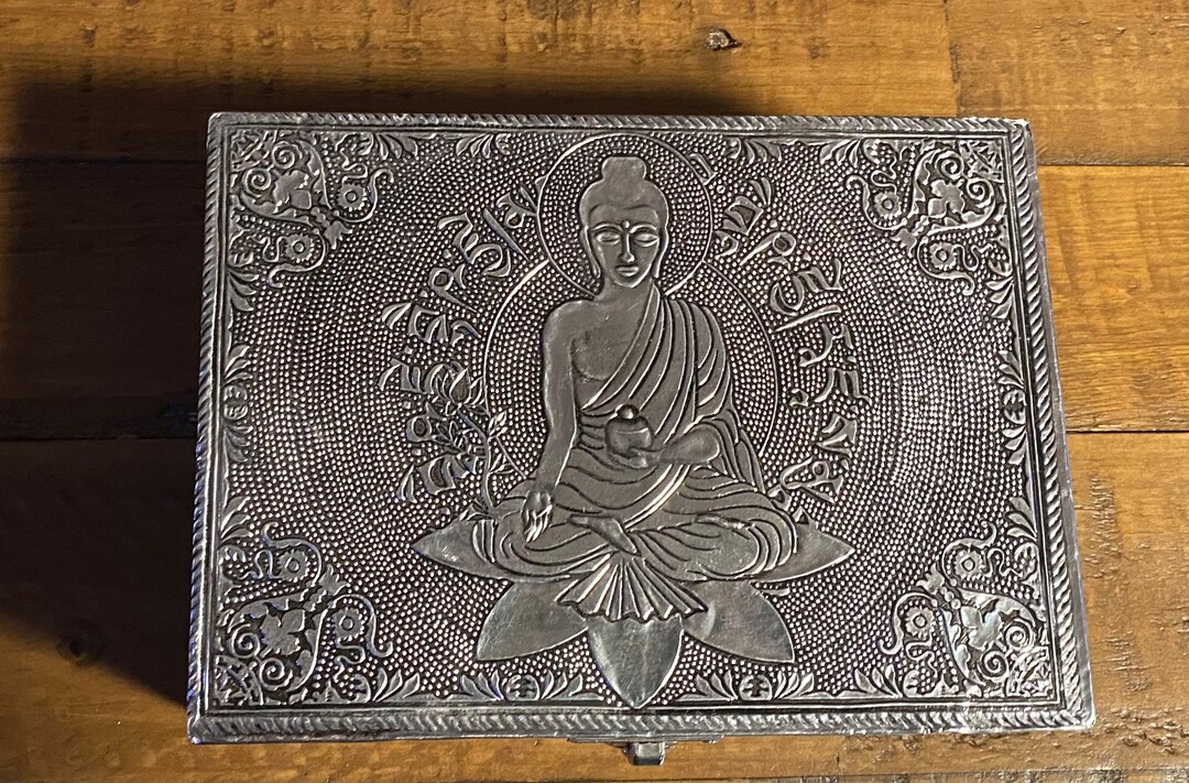 Buddha Box, Silver Embossed Treasure Box, Buddha Altar Box, 1 LB, India ...