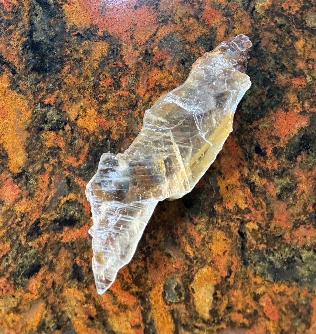 Selenite, 1/2LB- Golden Phantom Crystal Slab, Raw, Heavily Etched ...