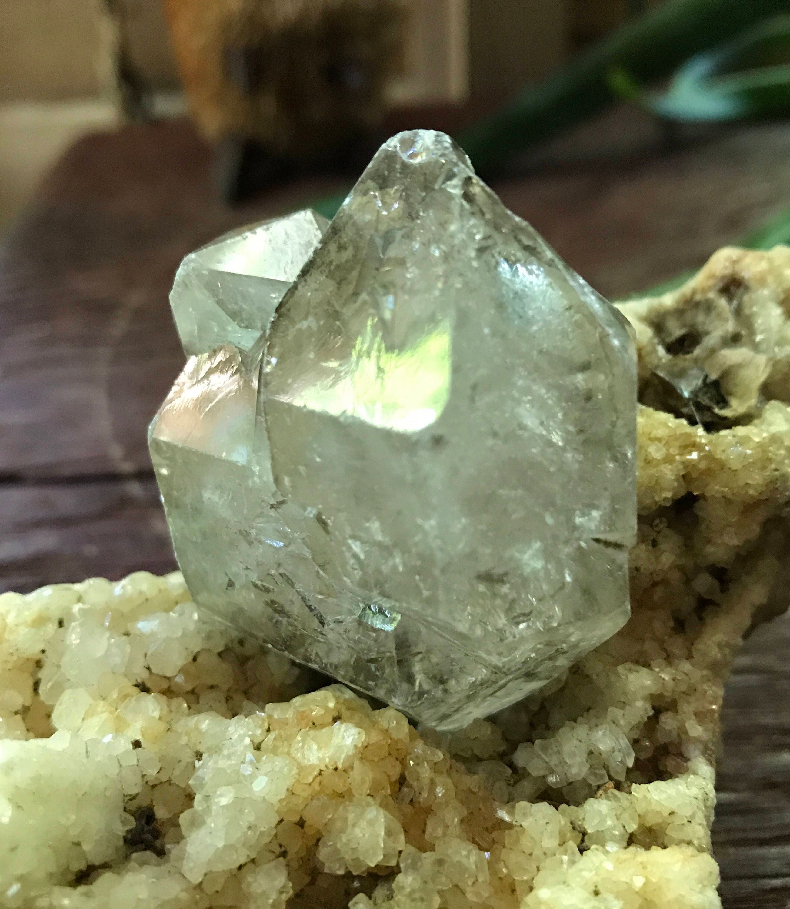 Reserved-Raw Tibetan Clear Quartz, Twin with Large Bridge Crystal, OM ...