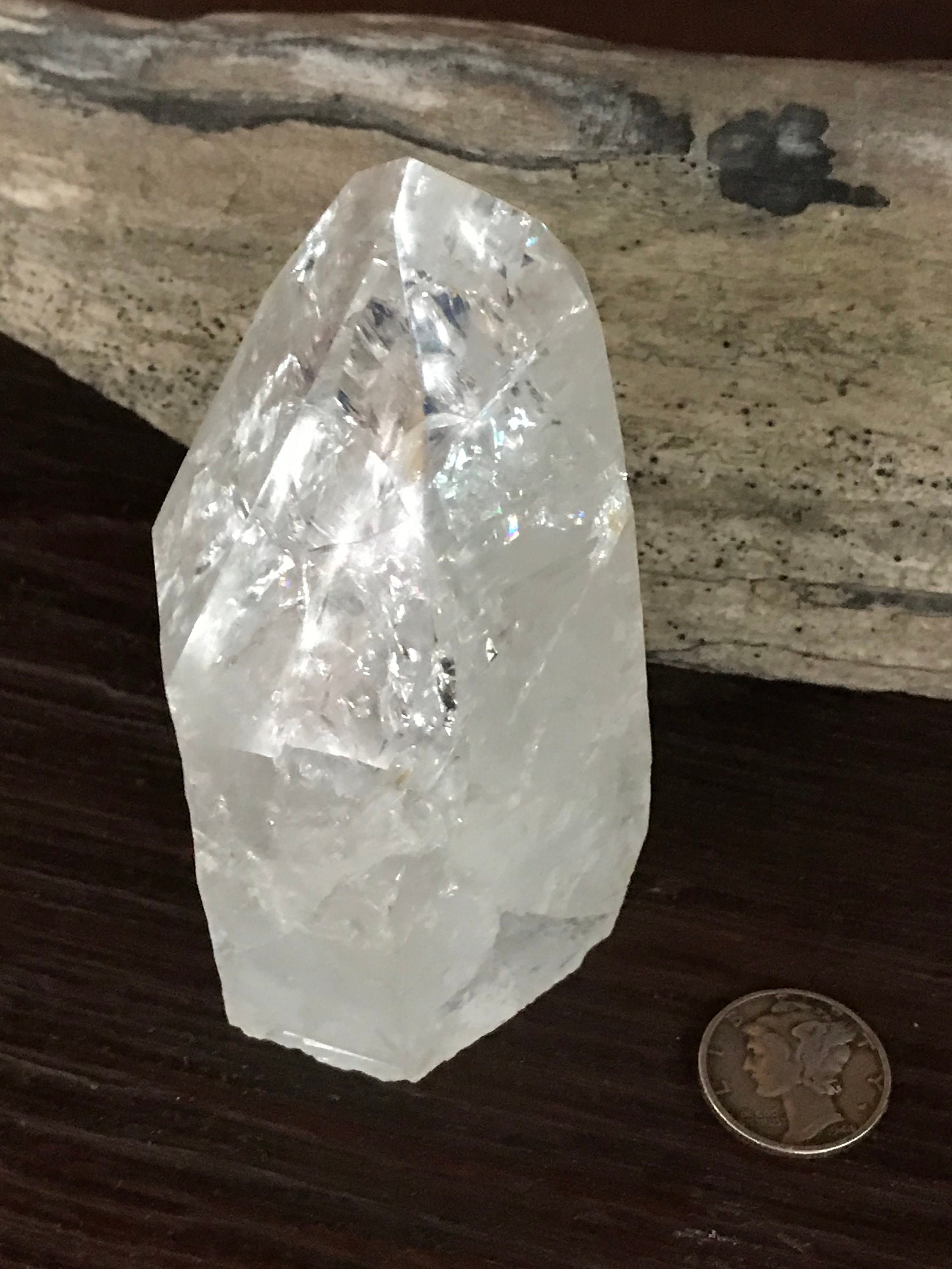 1/2 LB- Fire & Ice Standing Quartz Channeler, Clear, Silver Veils ...