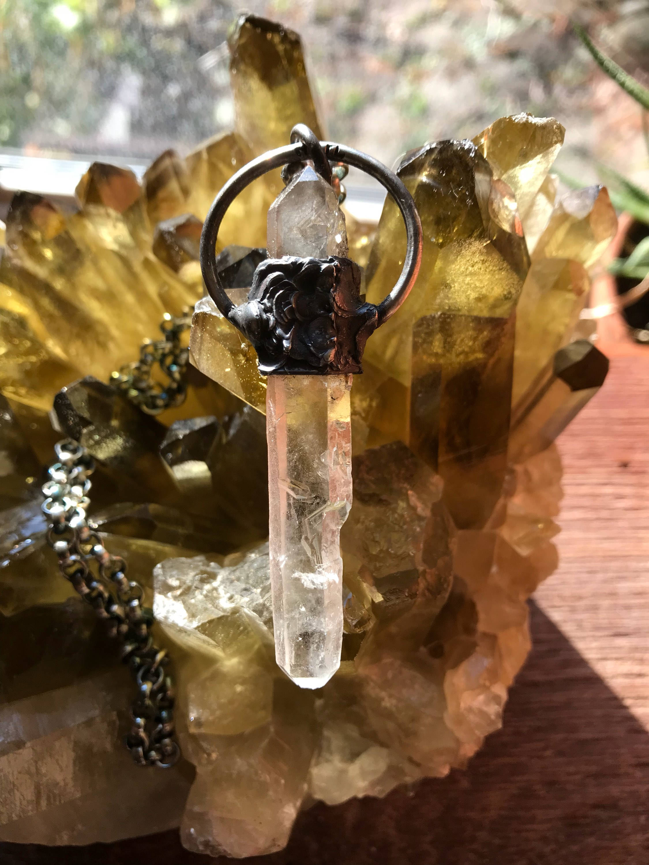 Reserved*****Natural Diamantina Key Quartz Pendant, Long, Raw, Brazil ...