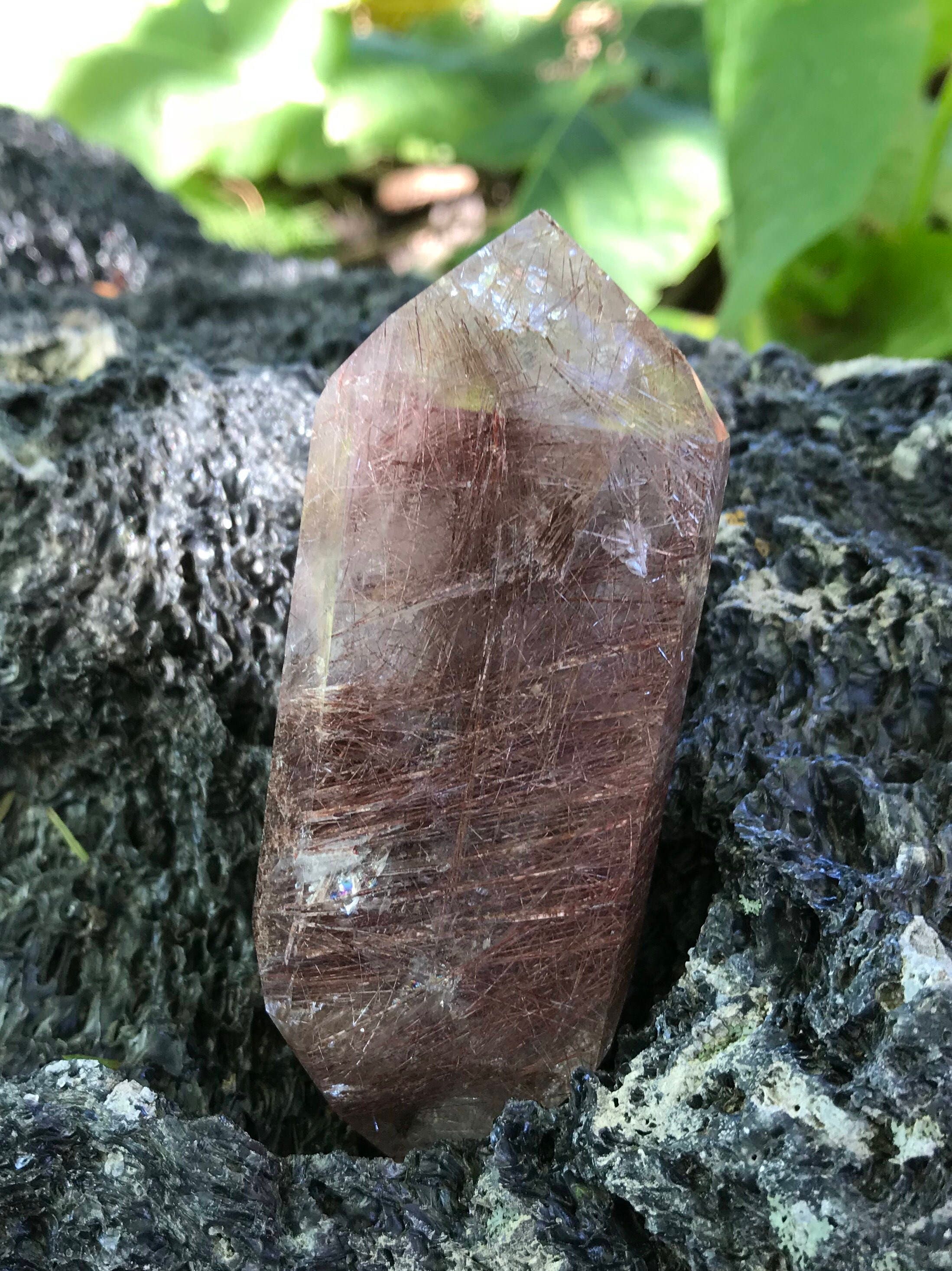 RARE Red Needle Rutile Included DT Phantom Quartz, Polished, Rainbows ...