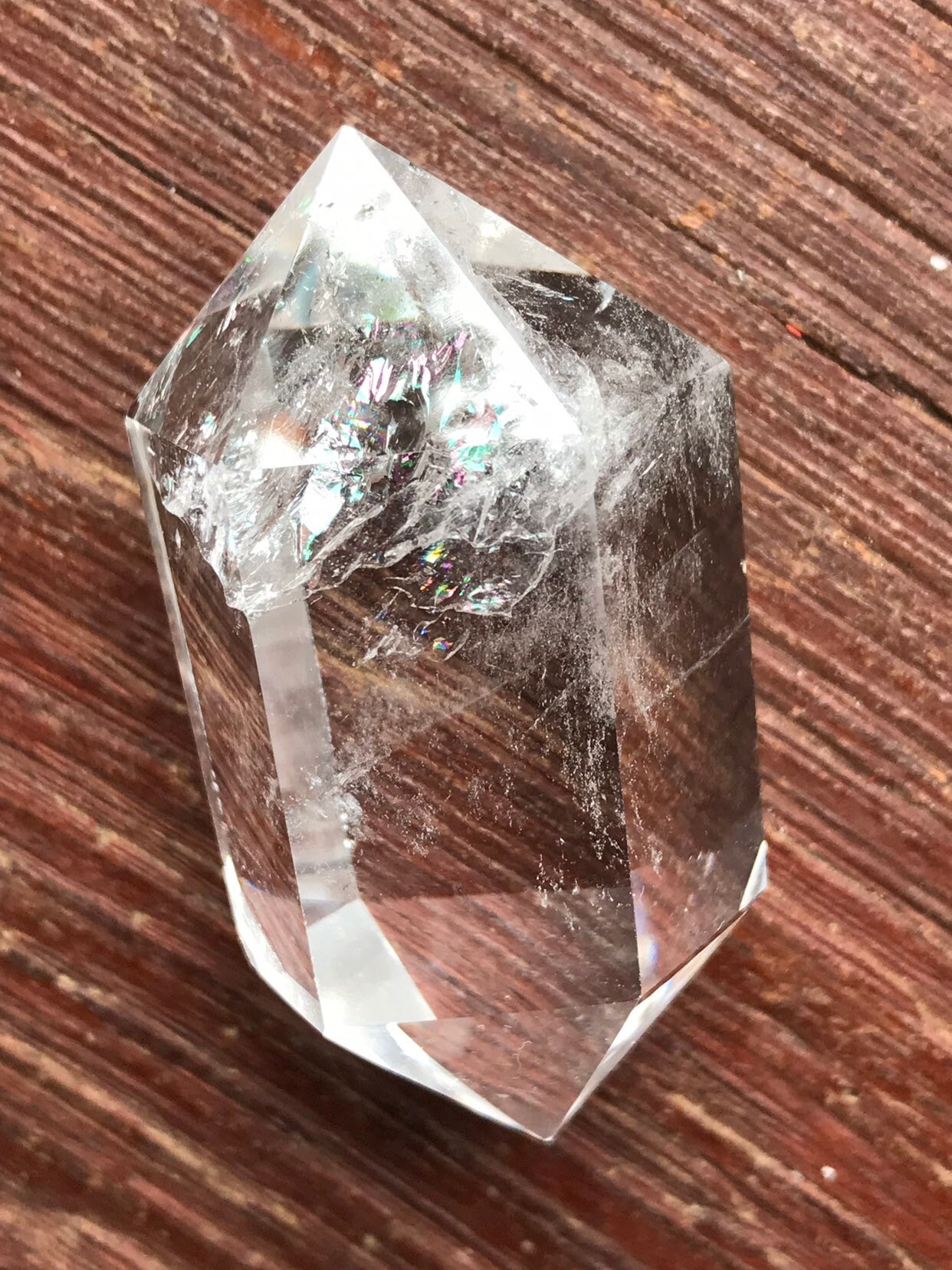 DT Quartz Crystal Generator, Polished, Rainbows, 35.2 Grams, Brazil, CR5098