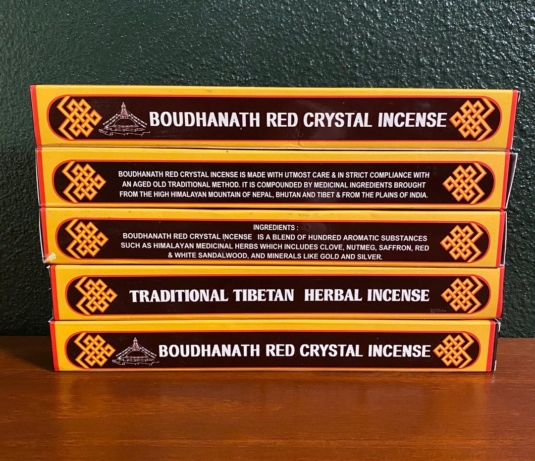 Boudhanath Red Crystal Tibetan Incense, 25 Sticks per Box Avg, 8-1/2 ...