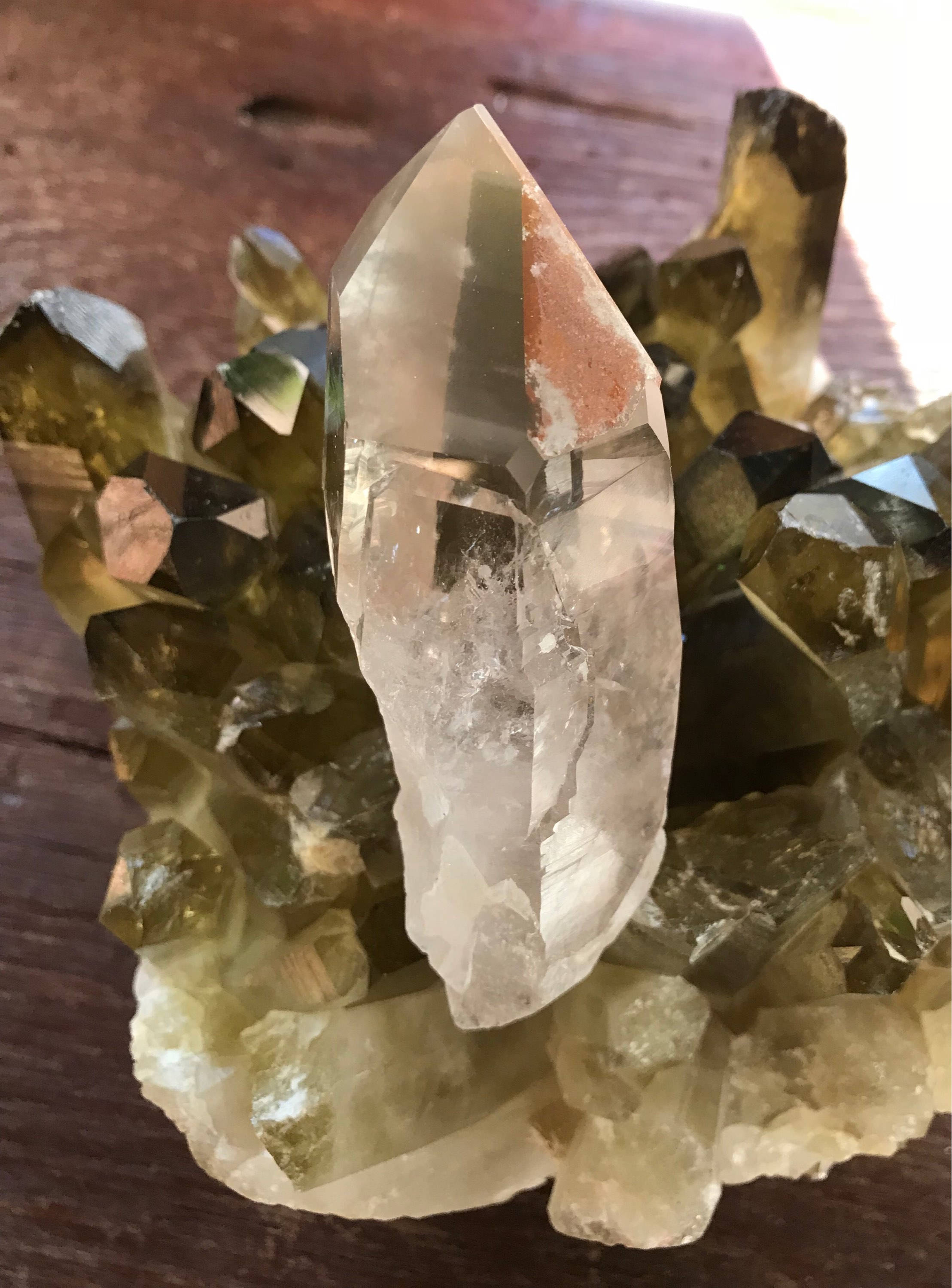 Reserved for B****LEMURIAN Seed Quartz, Raw, Orange Overgrowth Faced ...