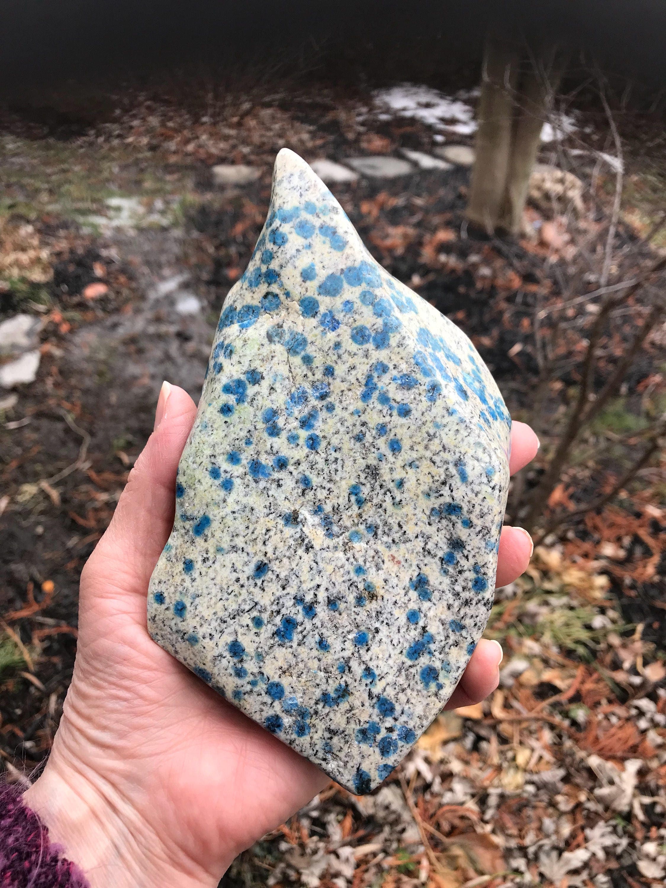 K2 Stone, 1.69 LB, Large, Self-Standing, Azurite in Granite, K2 ...