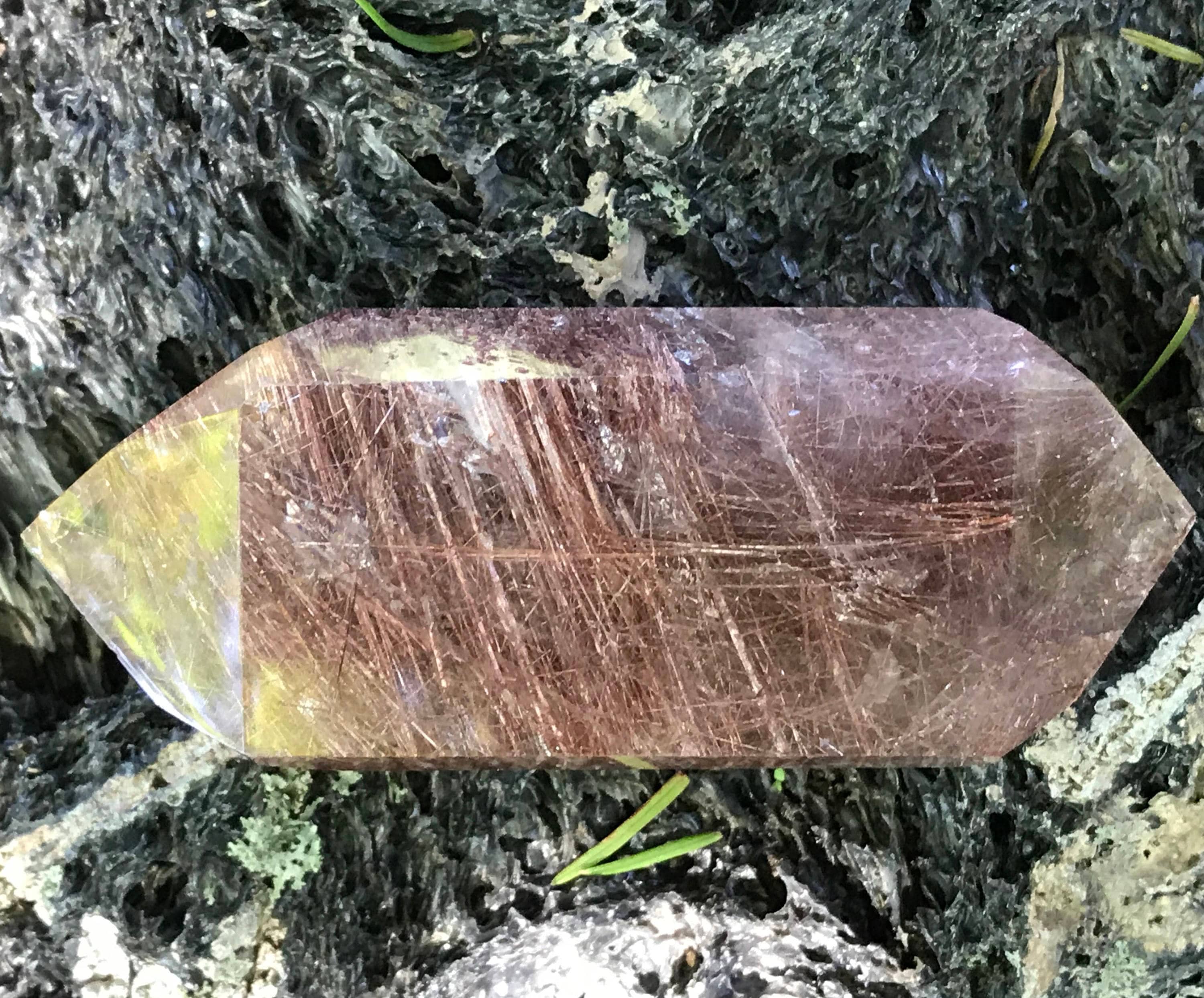 RARE Red Needle Rutile Included DT Phantom Quartz, Polished, Rainbows ...