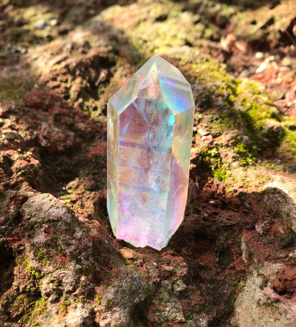 Opal Aura Quartz, Time-Link, Self-Healed, Rainbows, Arkansas, 63.0 ...