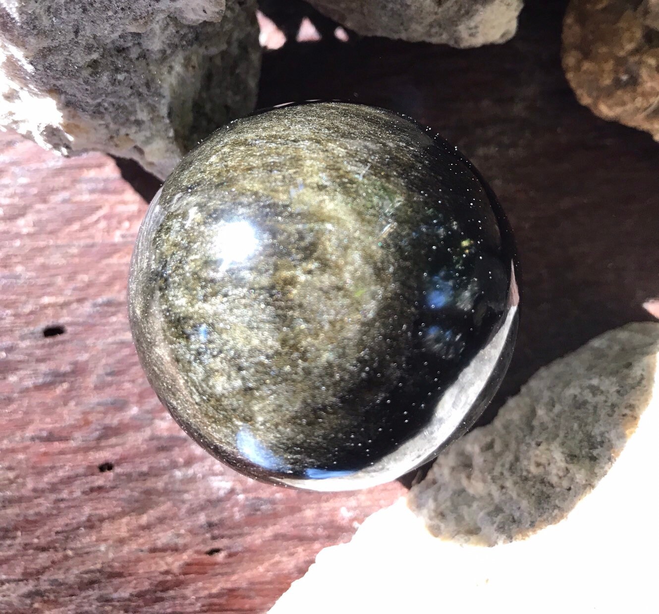 OBSIDIAN Gold Sheen SPHERE, Mexico, 106.3 Grams, CR2707