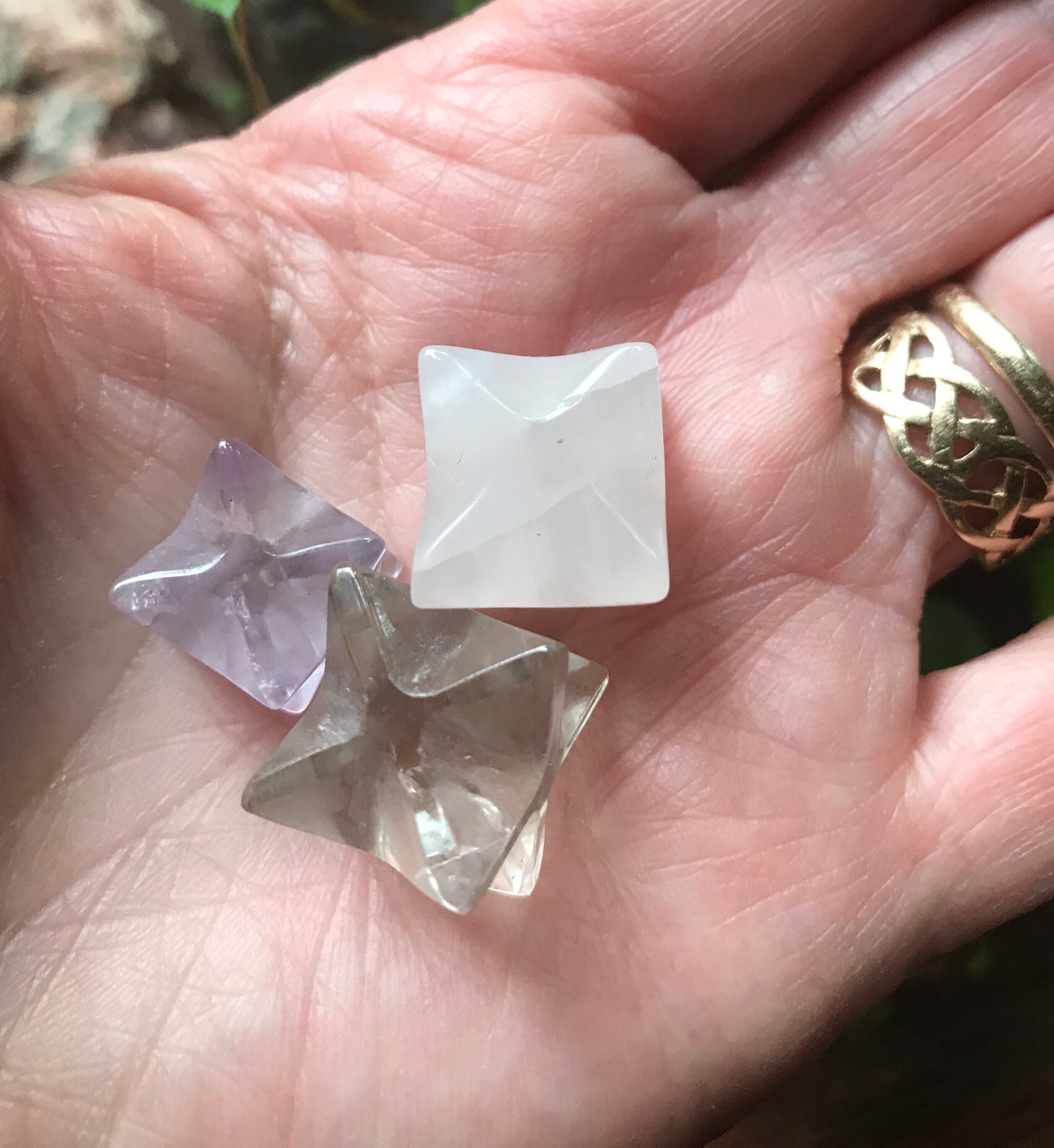 Merkaba Stones in Protective Box, Rustic, Clear Quartz and Rose Quartz ...