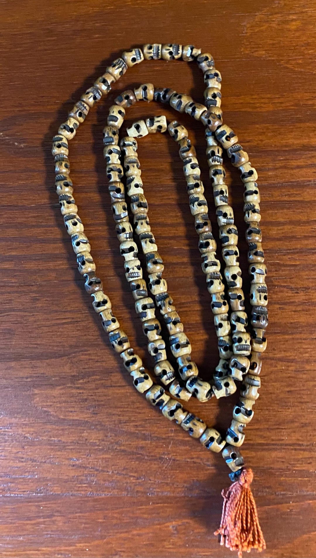 Tibetan 108 Skull Bead Munda Mala, Hand Carved 9X7 Mm Buffalo Bone ...