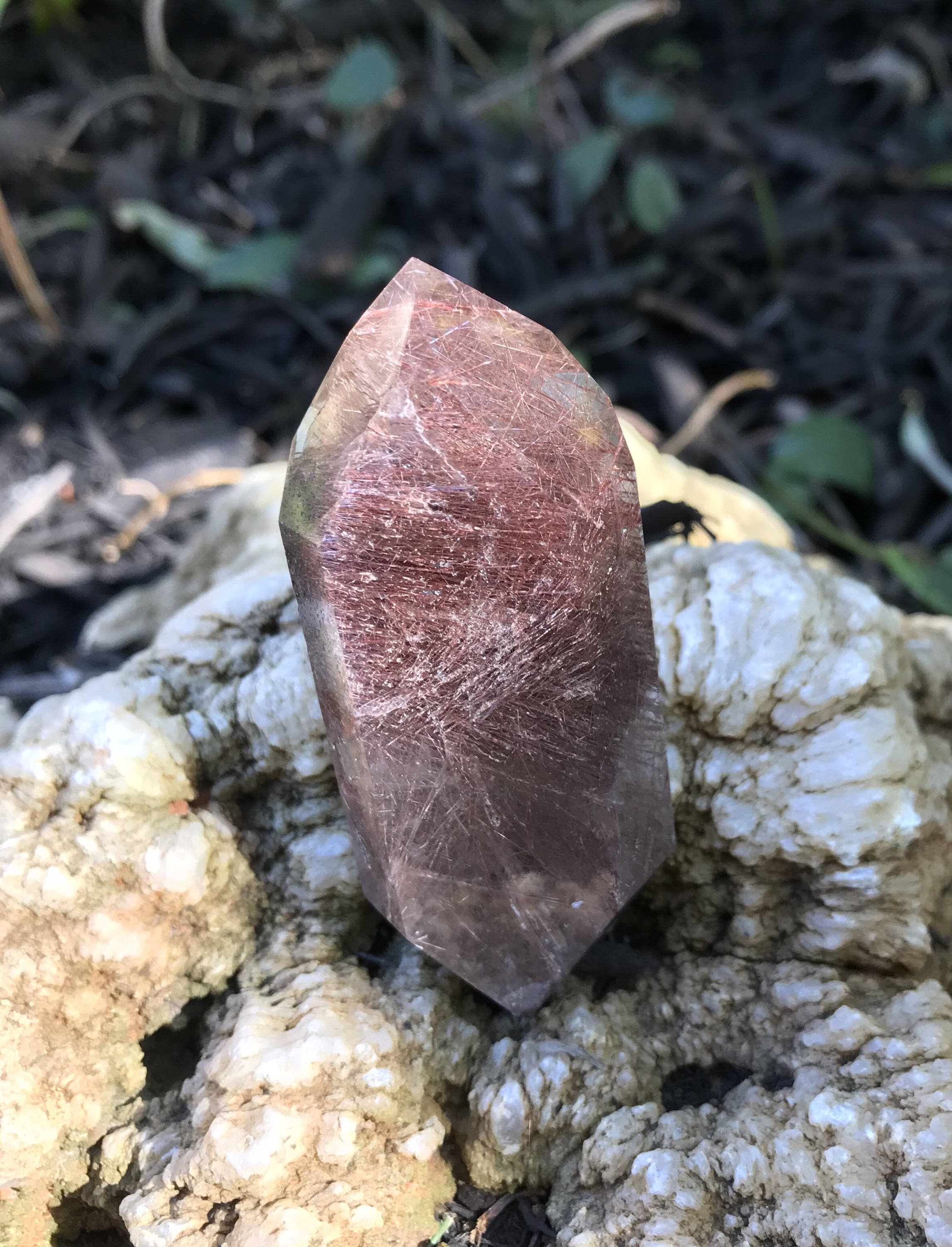 RARE Red Needle Rutile Included DT Phantom Quartz, Polished, Rainbows ...