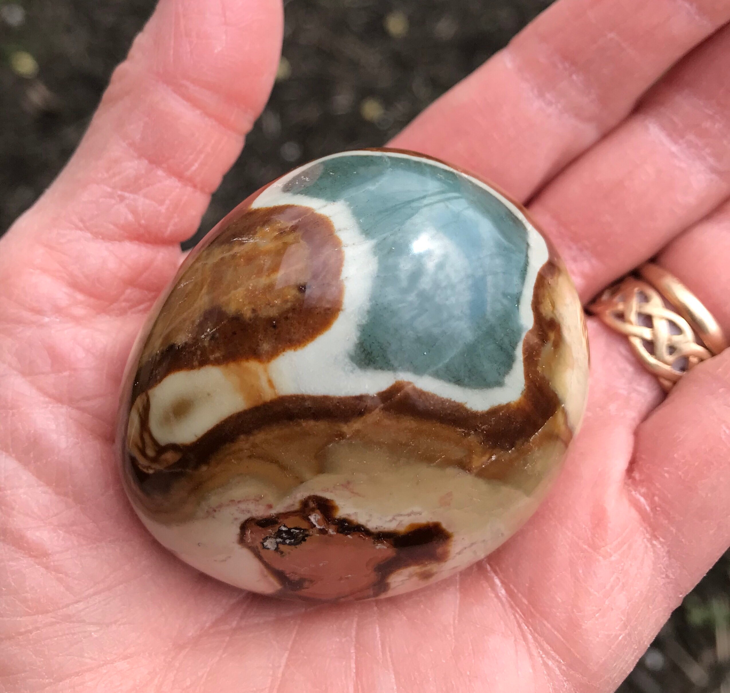 Polychrome Jasper, Polished Palm Stone, Madagascar, 143.7 Grams, CR3379