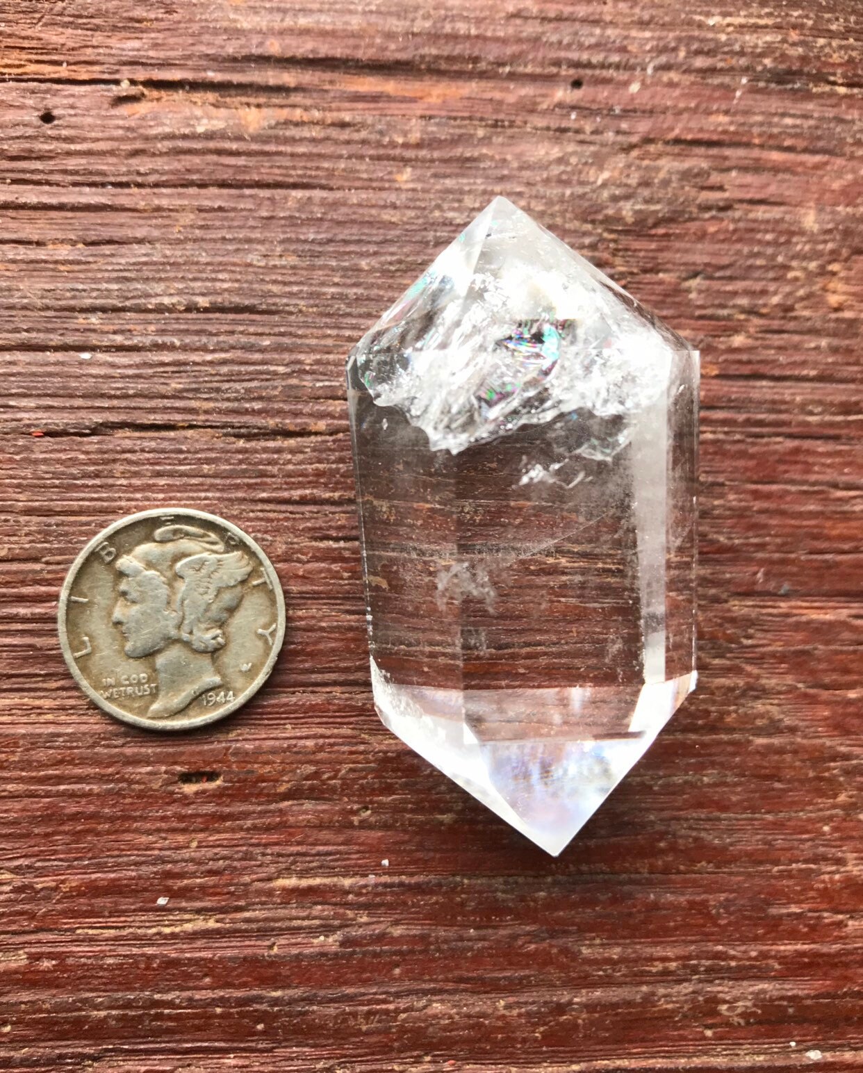 DT Quartz Crystal Generator, Polished, Rainbows, 35.2 Grams, Brazil, CR5098
