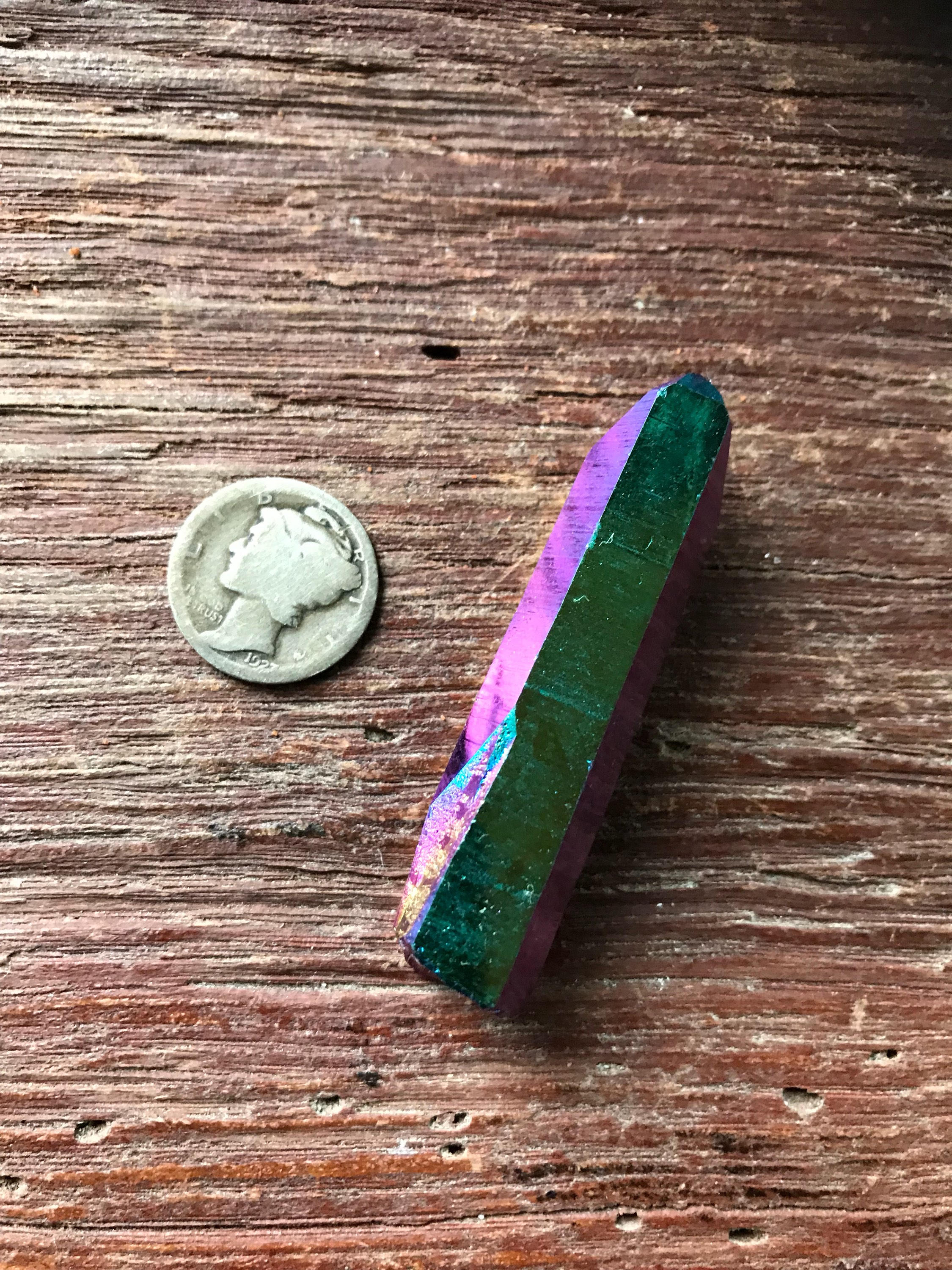 Titanium Aura Quartz Crystal Point, Key, Arkansas, 13.6 Grams, CR2722