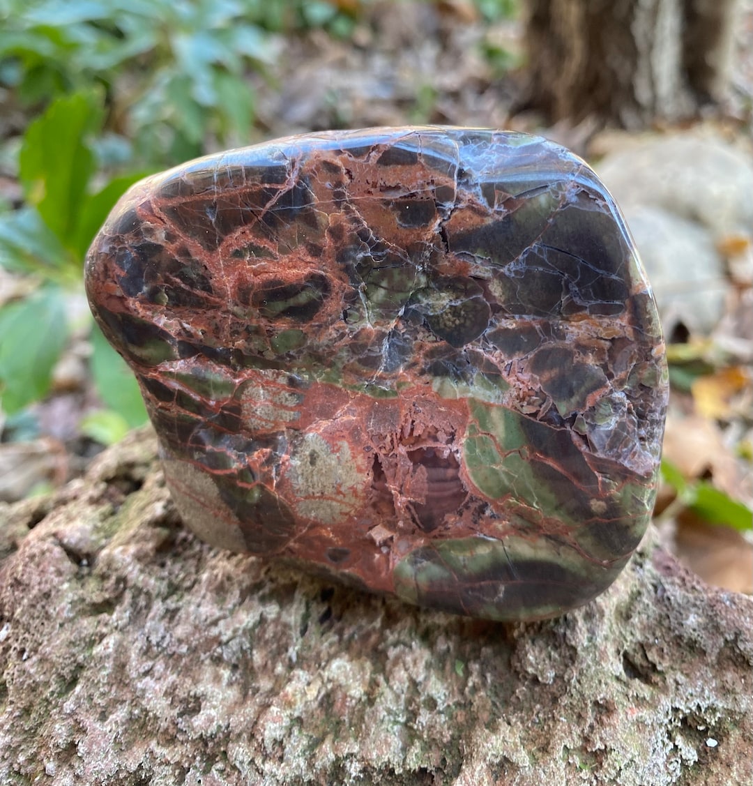 Large Spiderweb Jasper Palm Stone, 1/2 LB+ Green, Semi-polished, 243.30 ...