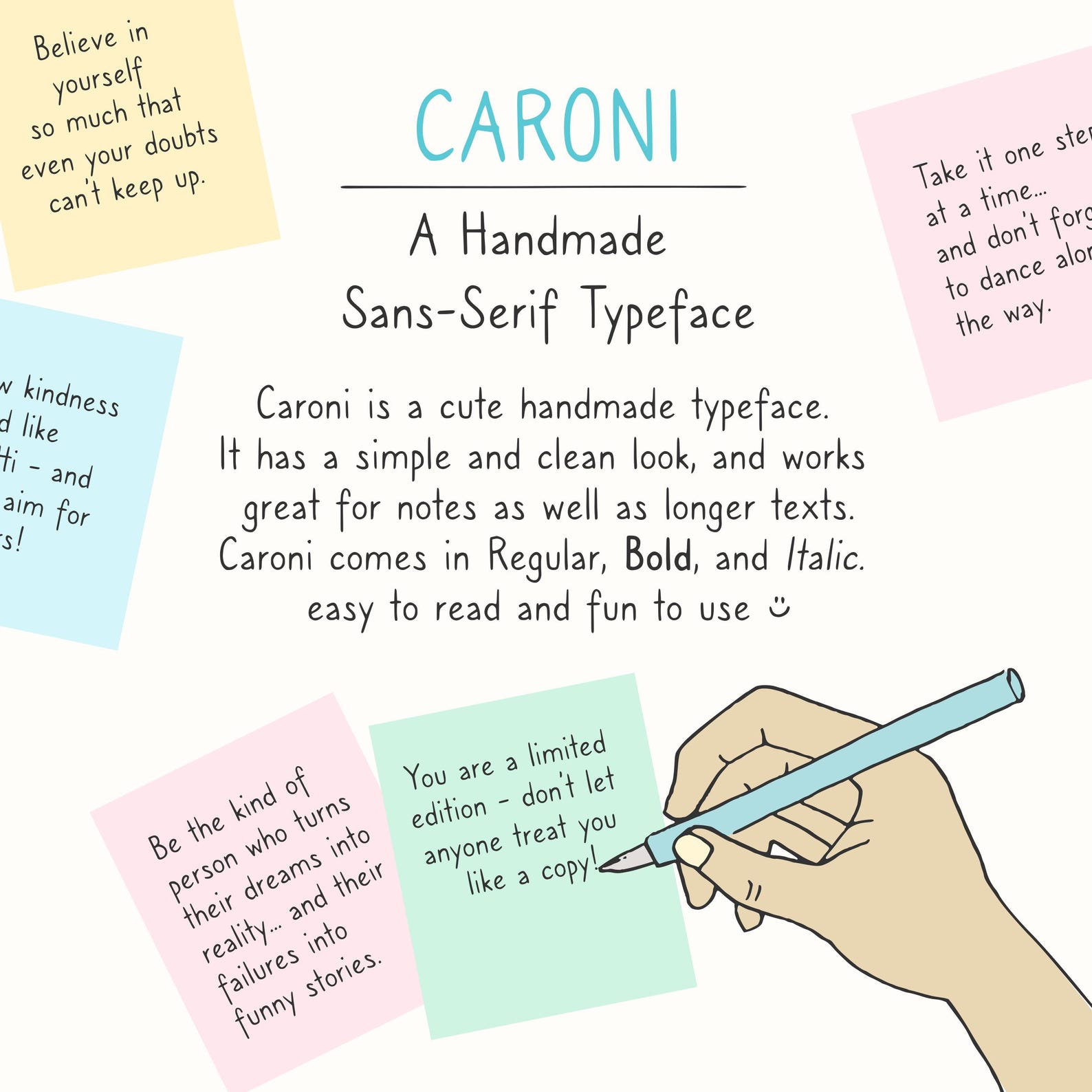 Caroni Handmade Font - Neat Handwritten Font, Cute Handwriting, Font ...
