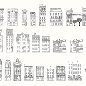 European Houses SVG and PNG: Hand-drawn Clipart + 6 Seamless Patterns ...