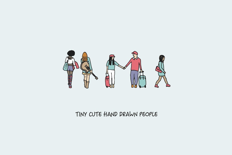 Tiny Pedestrians - Set of Hand-drawn Vector People, Small Urban People ...