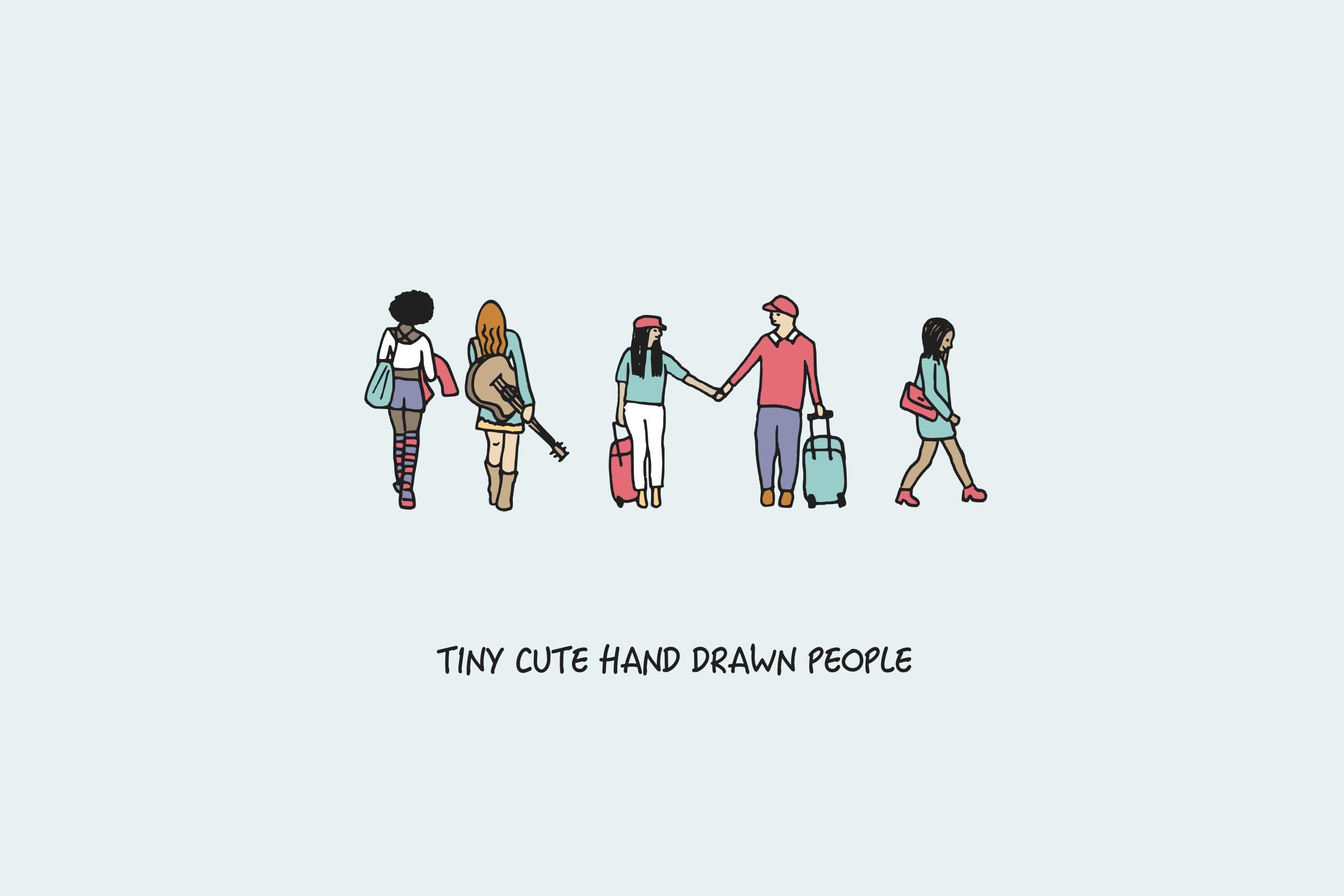 Tiny Pedestrians - Set of Hand-drawn Vector People, Small Urban People ...