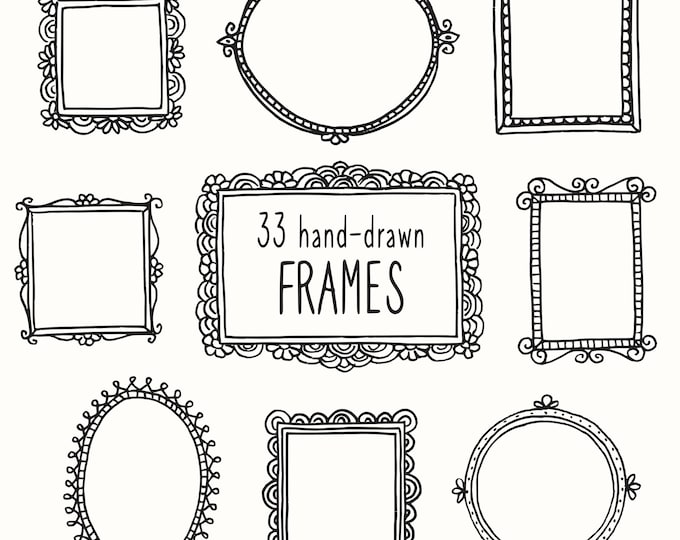 Hand Drawn Doodle Frames. Doodle Borders. Scrapbook Frames. Instant ...