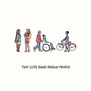 Tiny Pedestrians - Set of Hand-drawn Vector People, Small Urban People ...