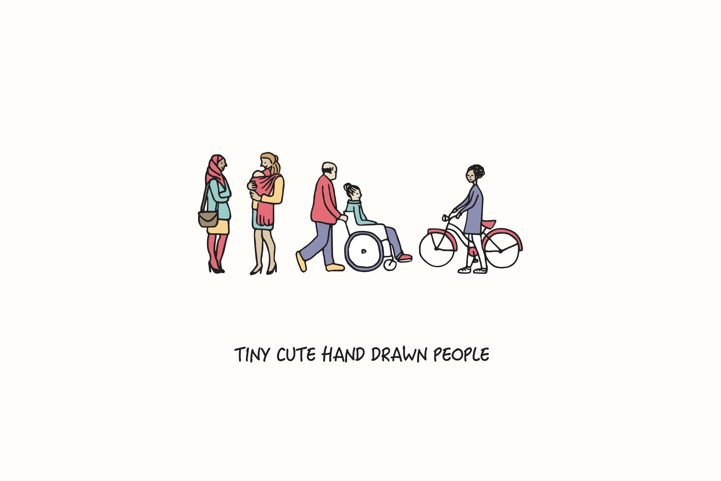 Tiny Pedestrians - Set of Hand-drawn Vector People, Small Urban People ...