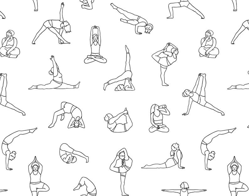 17 Diverse Yoga Girls & Seamless Pattern - Diverse Yoga Clipart PNG SVG ...