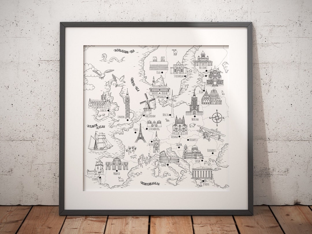 Map of Europe - Printable Wall Art, Instant Download, Digital JPG File ...