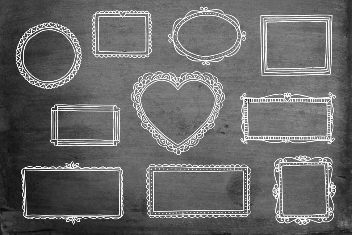 33 Hand Drawn Picture Frames Instant Download Doodle Drawings / Clipart ...