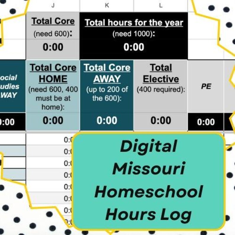 Digital Homeschool Hours Log Missouri - Etsy