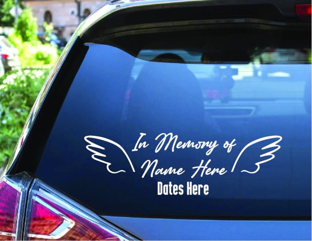 In Memory of Decal, Custom Memorial Car Decal With Angel Wings, in ...