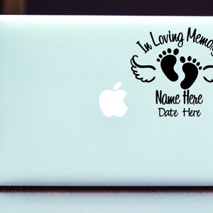 In Loving Memory of Baby Vinyl Decal Sticker With Footprints and Angel ...